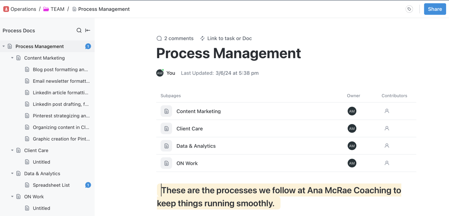 How to use ClickUp for Project Management | Ana McRae Coaching